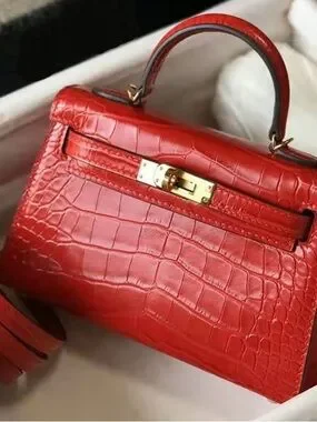 Bags | Red Crocembossed Tophandle Womens Bag | Poshmark